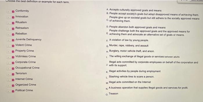 Solved Choose the best definition or example for each term. | Chegg.com