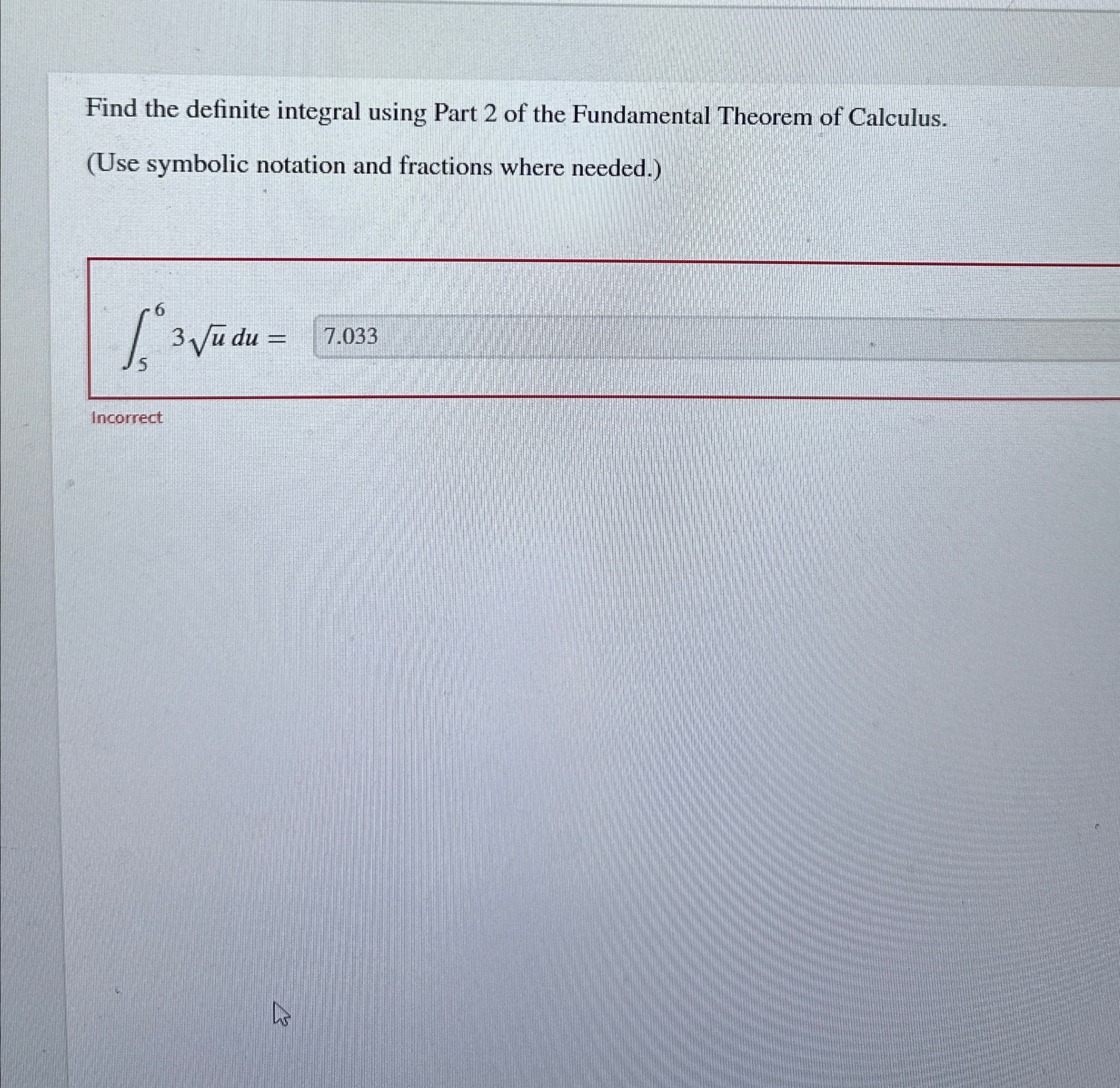 Solved Find the definite integral using Part 2 ﻿of the | Chegg.com