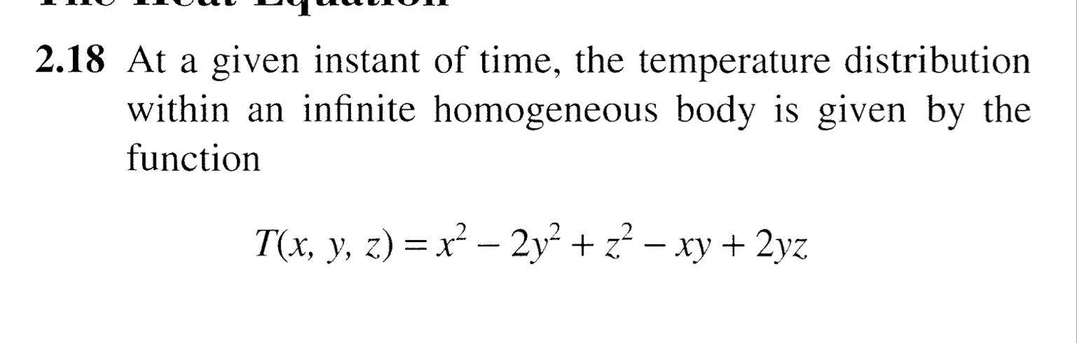 Solved 2.18 ﻿At a given instant of time, the temperature | Chegg.com