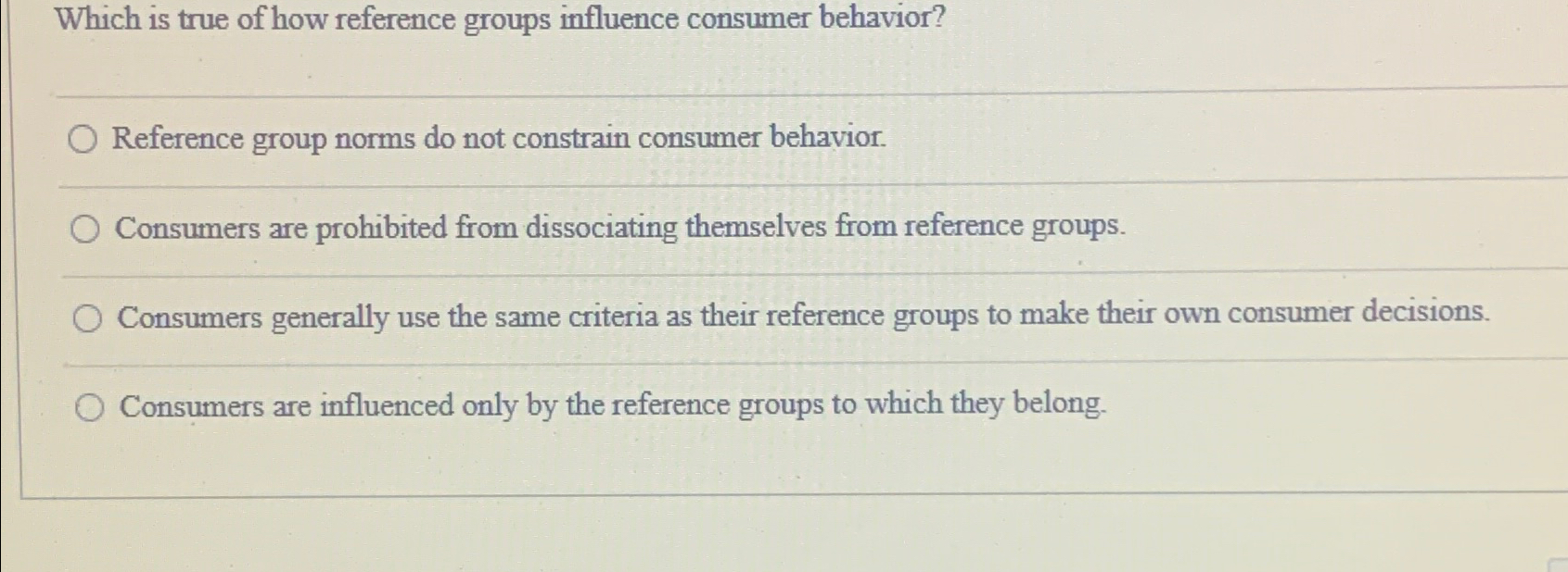 Solved Which is true of how reference groups influence | Chegg.com