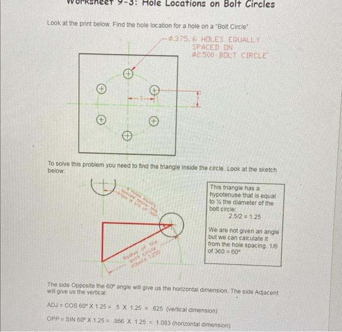 Solved Hole Locations on Bolt Circles Look at the print | Chegg.com