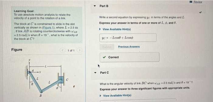 Solved Learning Goal: To use absolute motion analysis to | Chegg.com