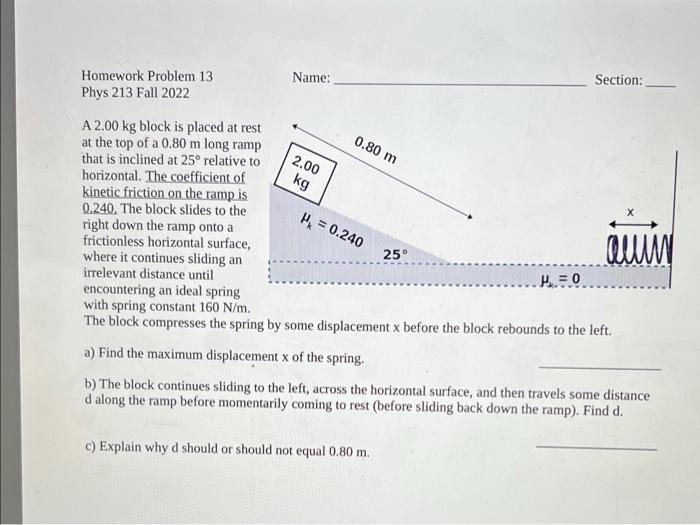 Solved encountering an ideal spring with spring constant 160 | Chegg.com