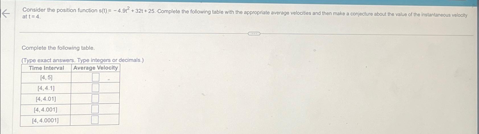 Solved Consider The Position Function S T 4 9t2 32t 25