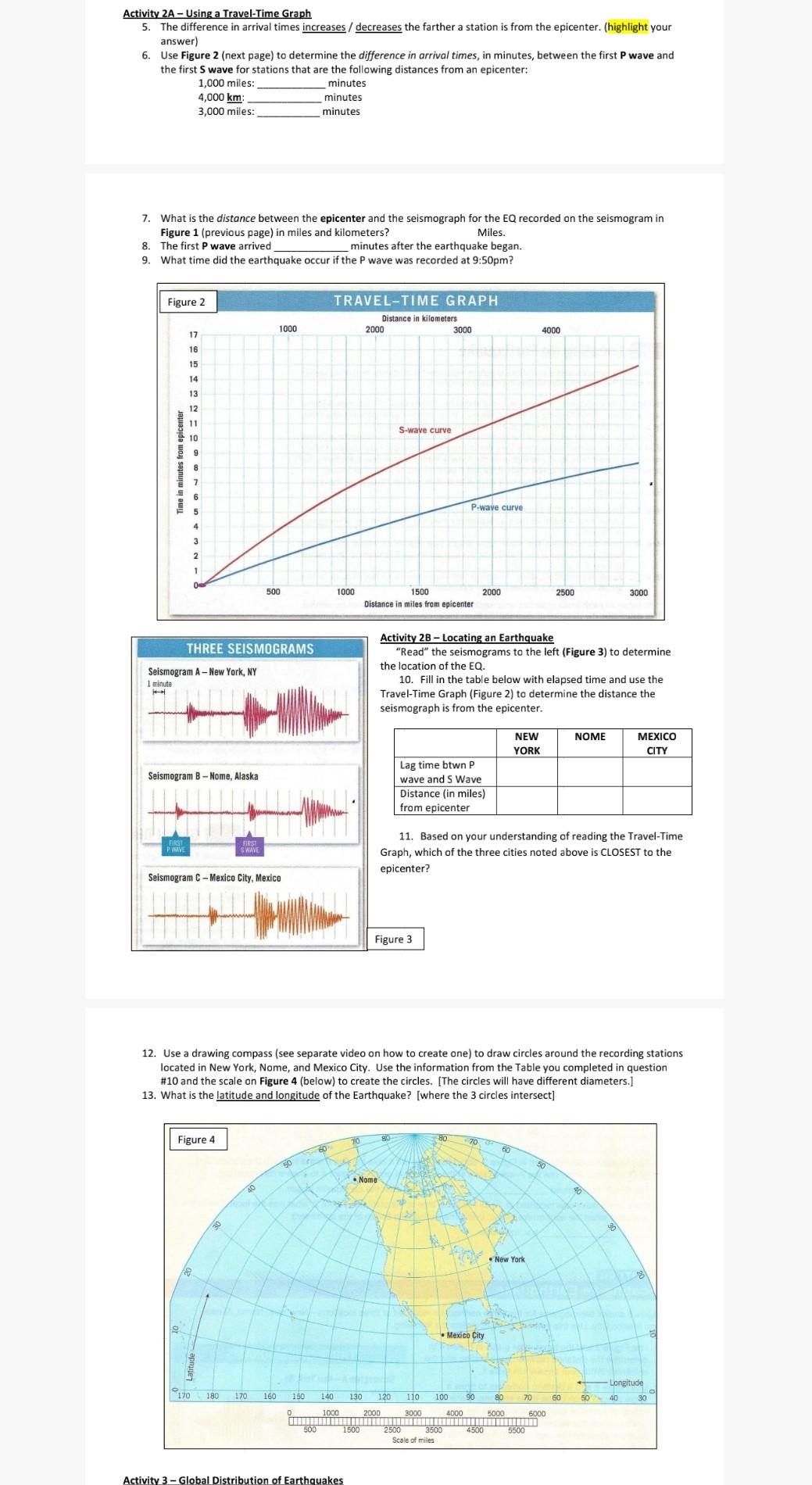 Solved Activity 2 A - Using a Travel-Time Graph 5. The | Chegg.com