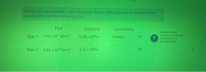 Solved Using your spreadsheet input the given fluxes and | Chegg.com