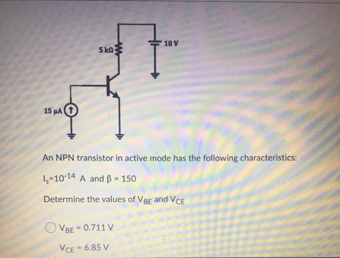 Solved 18 V 5kn 15 At An NPN transistor in active mode has | Chegg.com