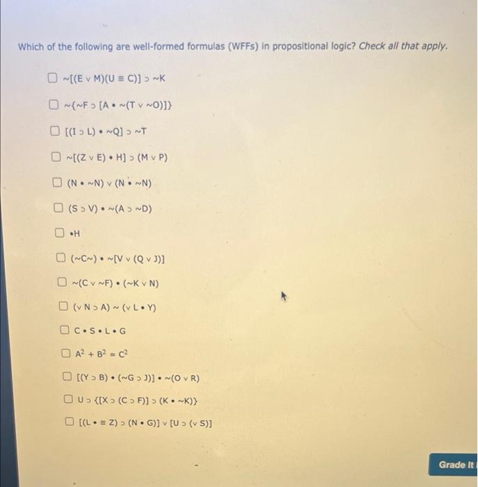  Solved Which Of The Following Are Well formed Formulas
