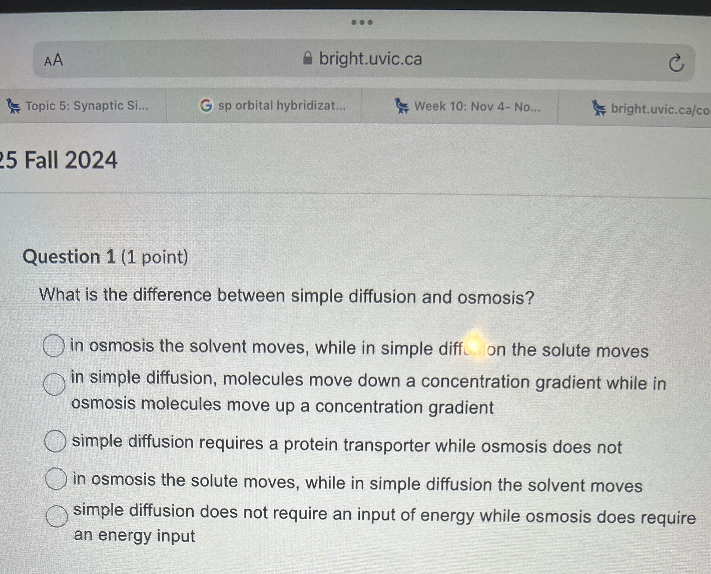 Solved AAbright.uvic.caTopic 5: Synaptic Si...sp orbital | Chegg.com
