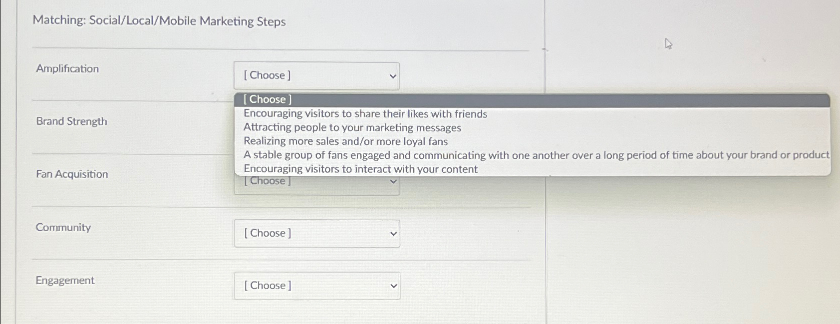 Solved Matching: Social/Local/Mobile Marketing | Chegg.com