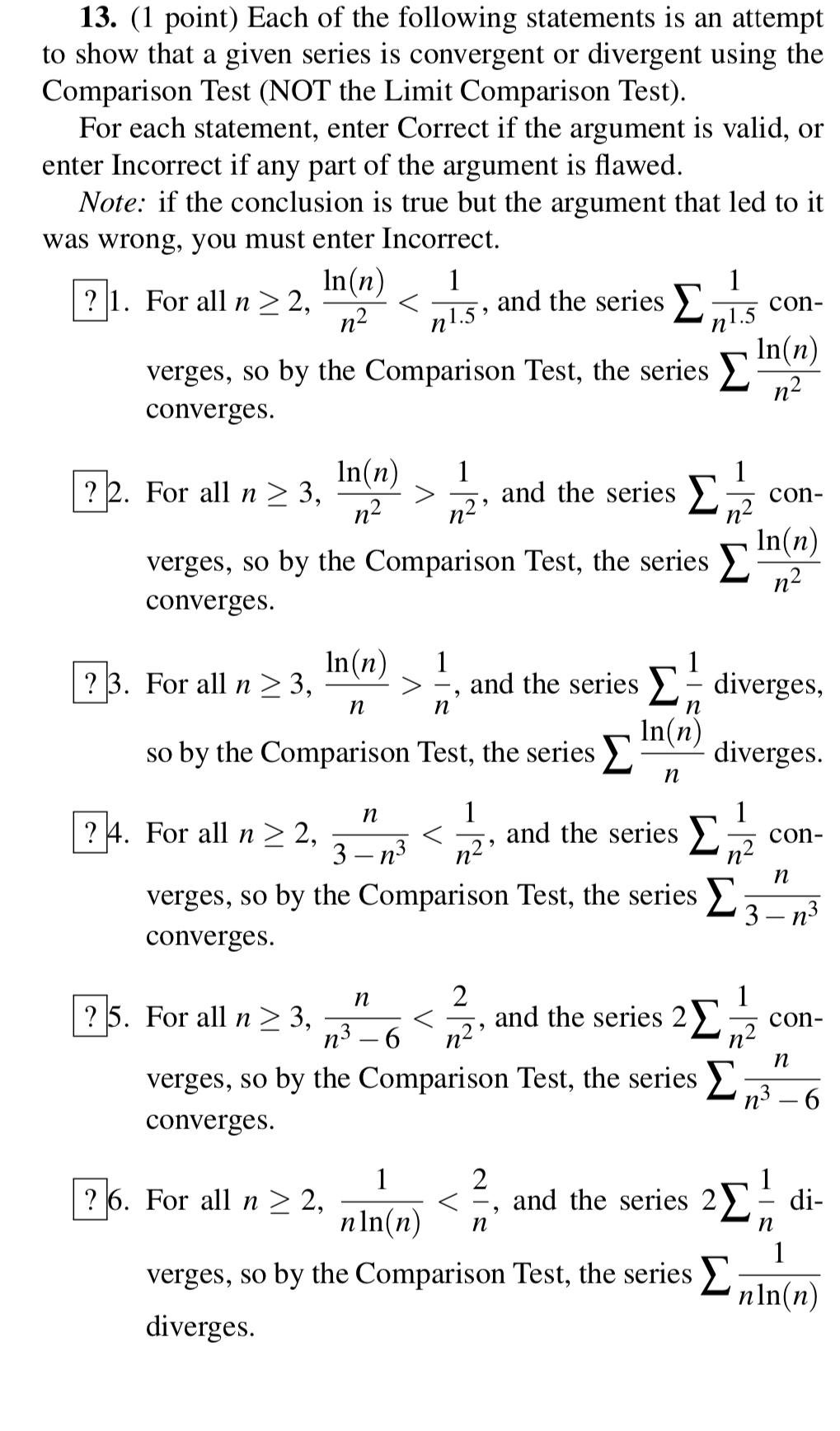 Solved (1 ﻿point) ﻿Each of the following statements is an | Chegg.com