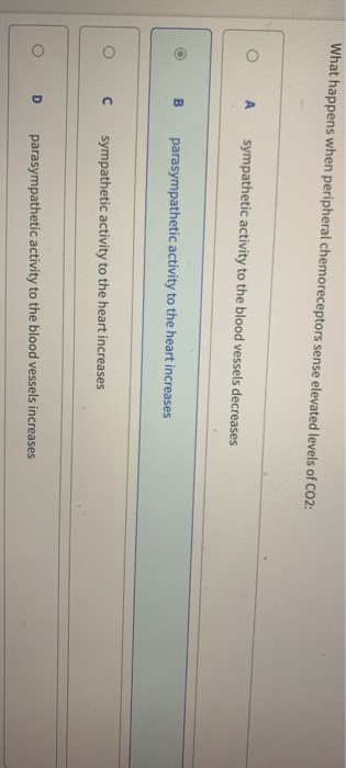 Solved What happens when peripheral chemoreceptors sense | Chegg.com