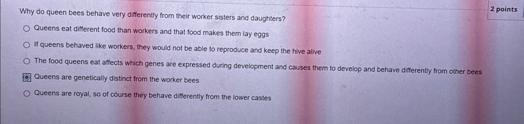 Solved Why do queen bees behave very differently from their | Chegg.com