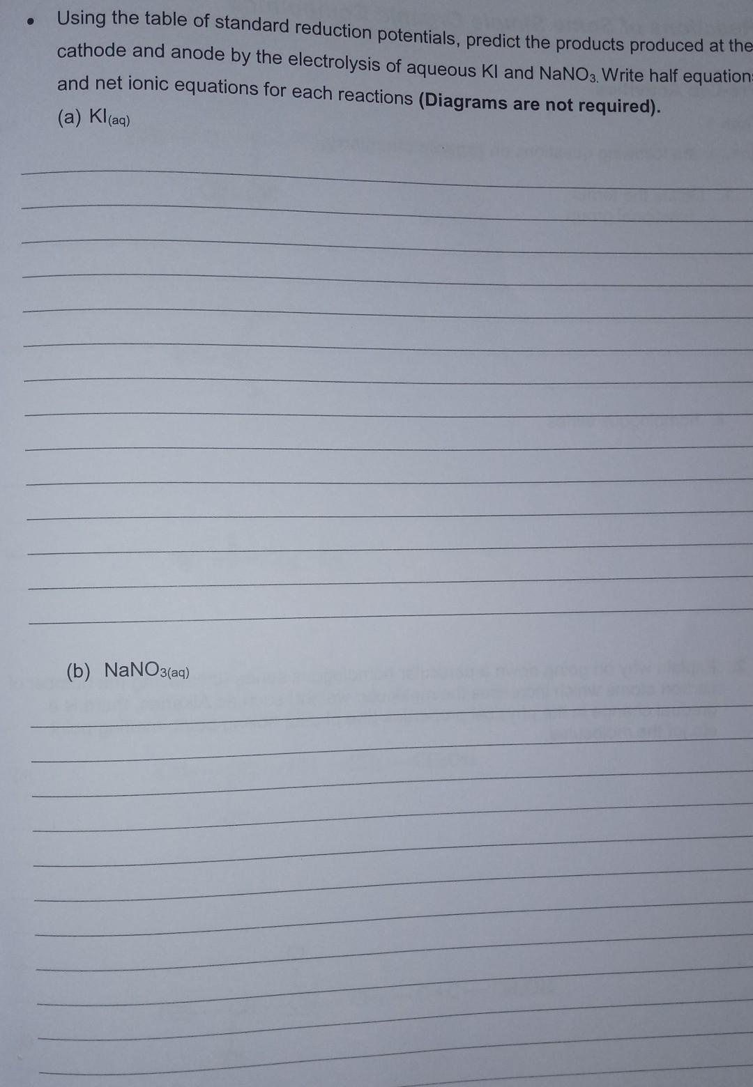 Solved Using the table of standard reduction potentials, | Chegg.com