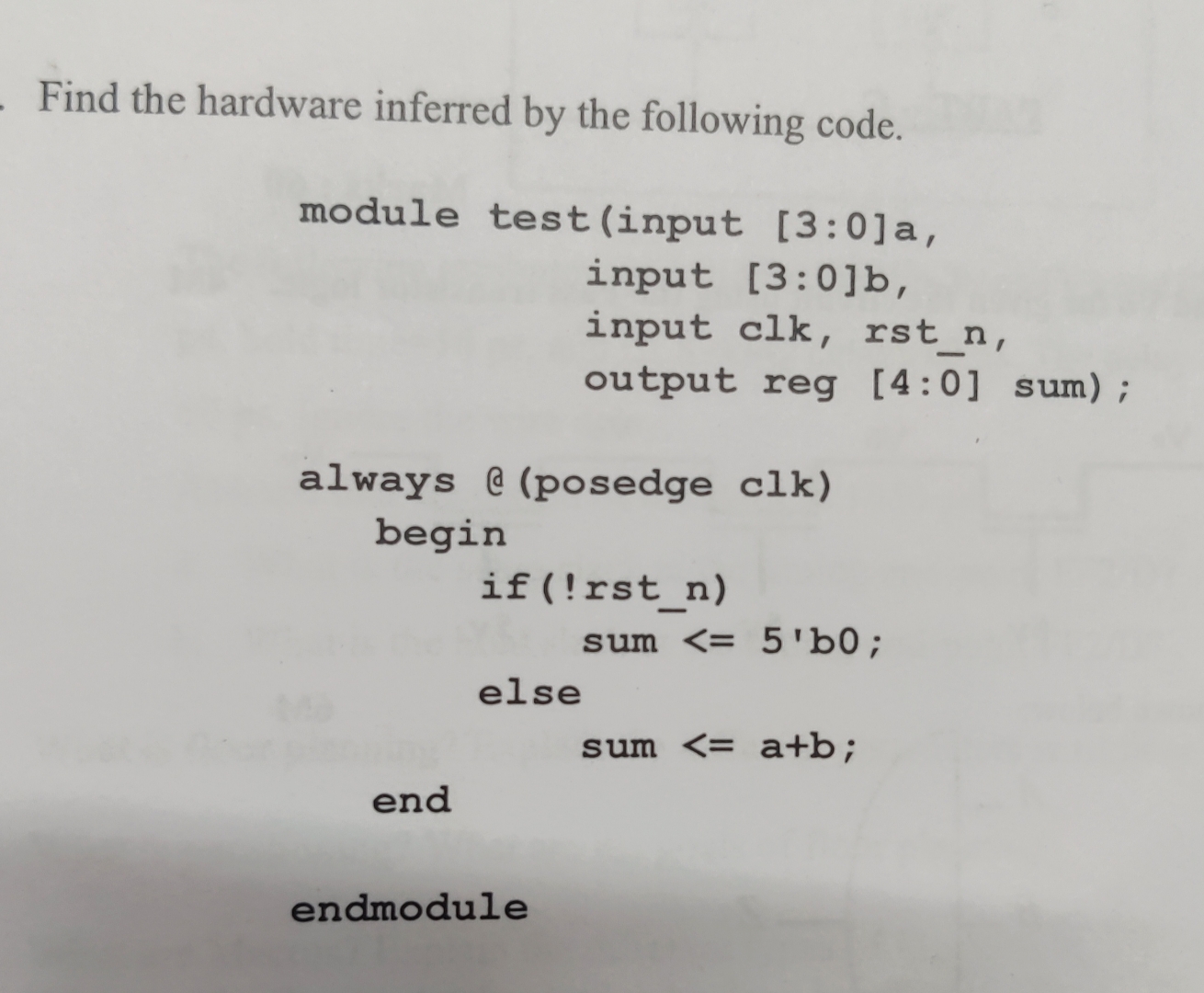 Solved Find the hardware inferred by the following | Chegg.com
