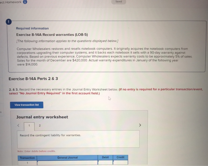 Solved ect Homework ( Saved Required information Exercise | Chegg.com Solved ect Homework ( Saved Required information Exercise | Chegg.com