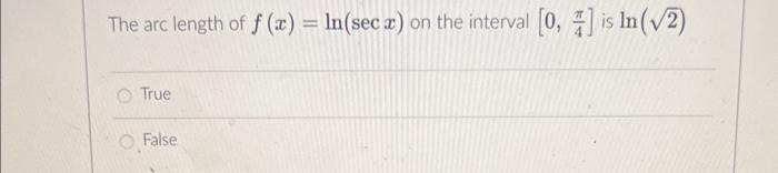 Solved The arc length of f(x)=ln(secx) on the interval | Chegg.com