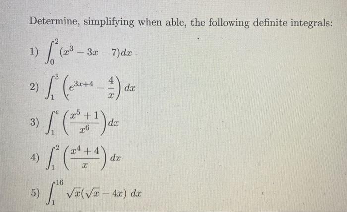 Solved Determine, simplifying when able, the following | Chegg.com
