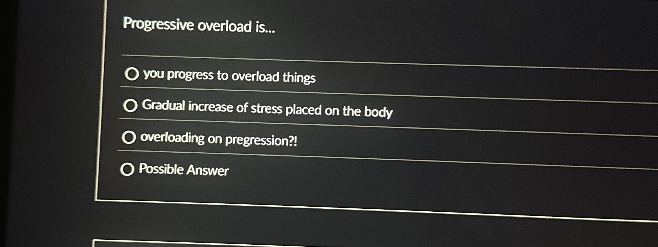 Solved Progressive overload is...you progress to overload | Chegg.com