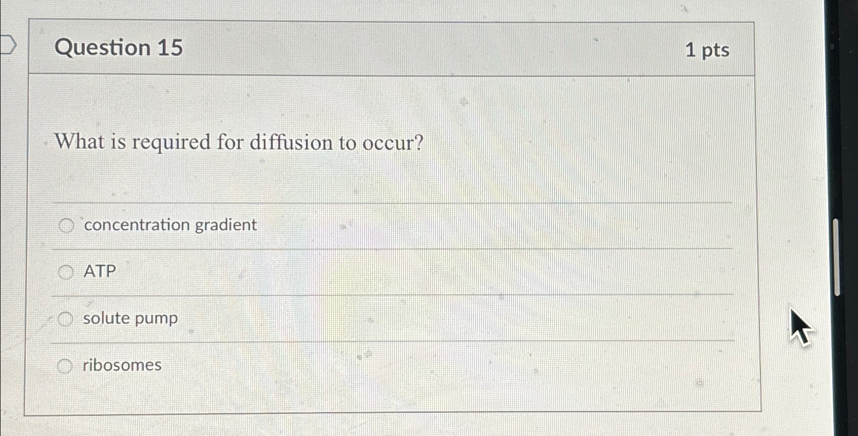 Solved What is required for diffusion to occur?concentration | Chegg.com