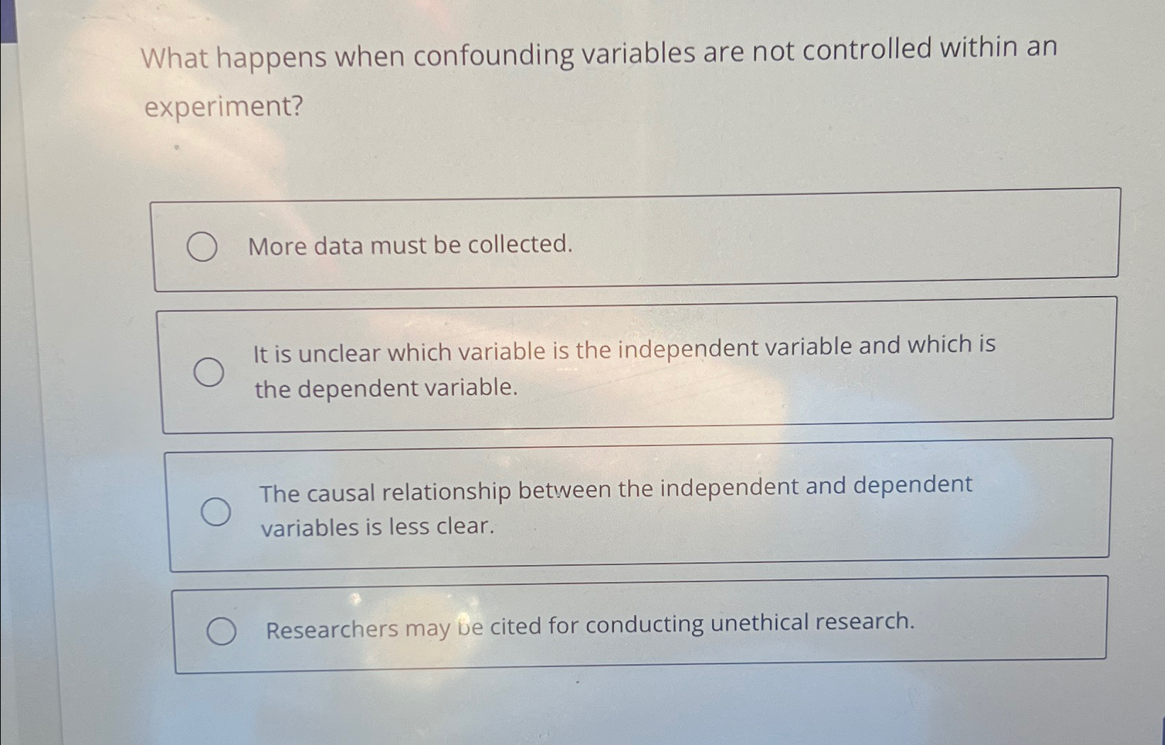 Solved What happens when confounding variables are not | Chegg.com