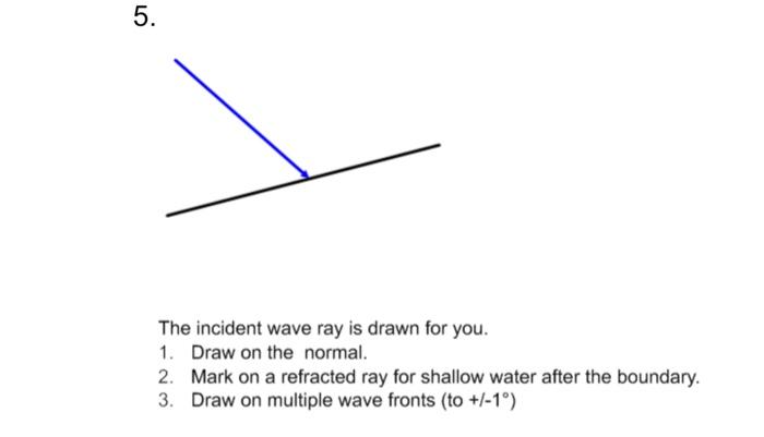 Solved The incident wave ray is drawn for you. 1. Draw on | Chegg.com