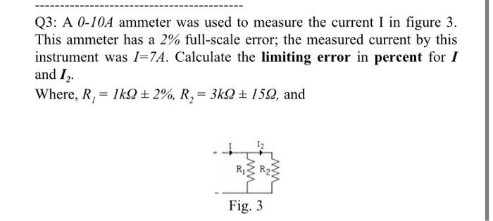 Solved Q3: A 0−10A ammeter was used to measure the current I | Chegg.com
