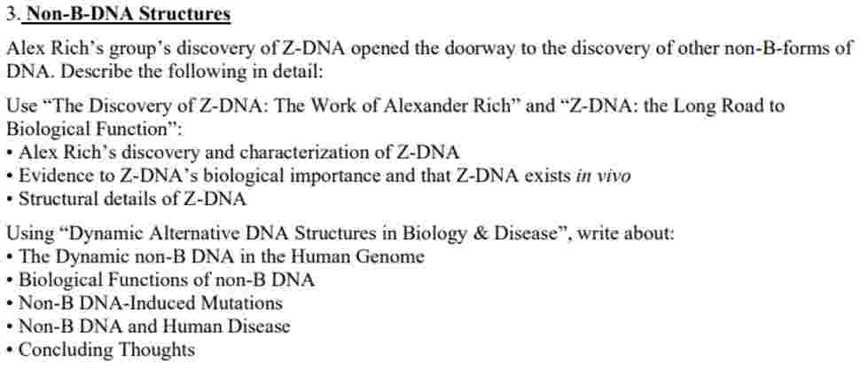 Solved Non-B-DNA Structures Alex Rich’s group’s discovery of | Chegg.com