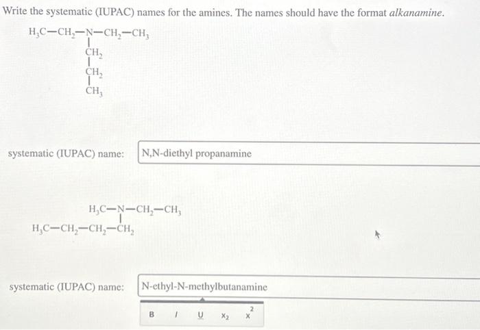 Solved Write the systematic (IUPAC) names for the amines. | Chegg.com
