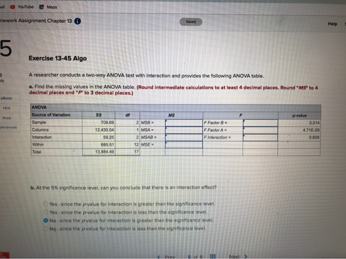 Solved YouTube Maps mework Assignment Chapter 13 Help | Chegg.com