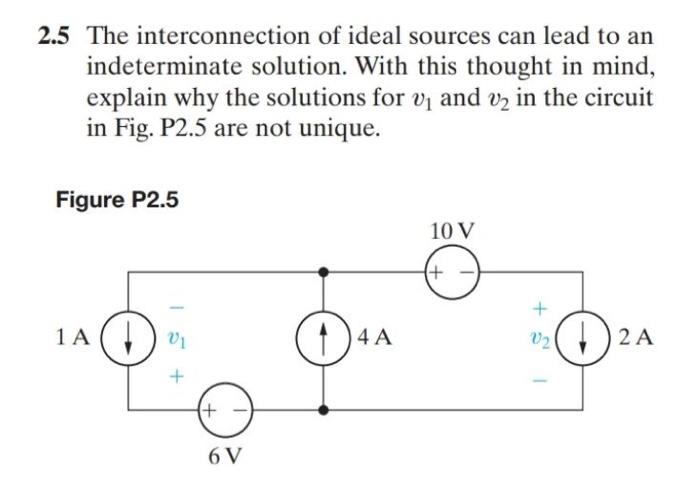 Solved 2.5 The interconnection of ideal sources can lead to | Chegg.com