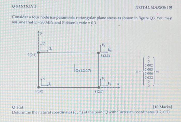 Solved Consider a four node iso-parametric rectangular plane | Chegg.com