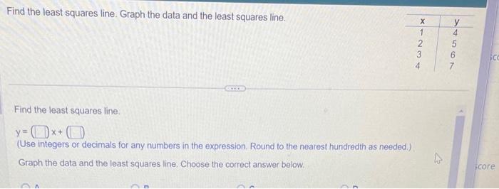 Solved Find the least squares line. Graph the data and the | Chegg.com