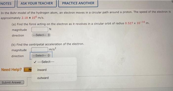 Solved In The Bohr Model Of The Hydrogen Atom An Electron