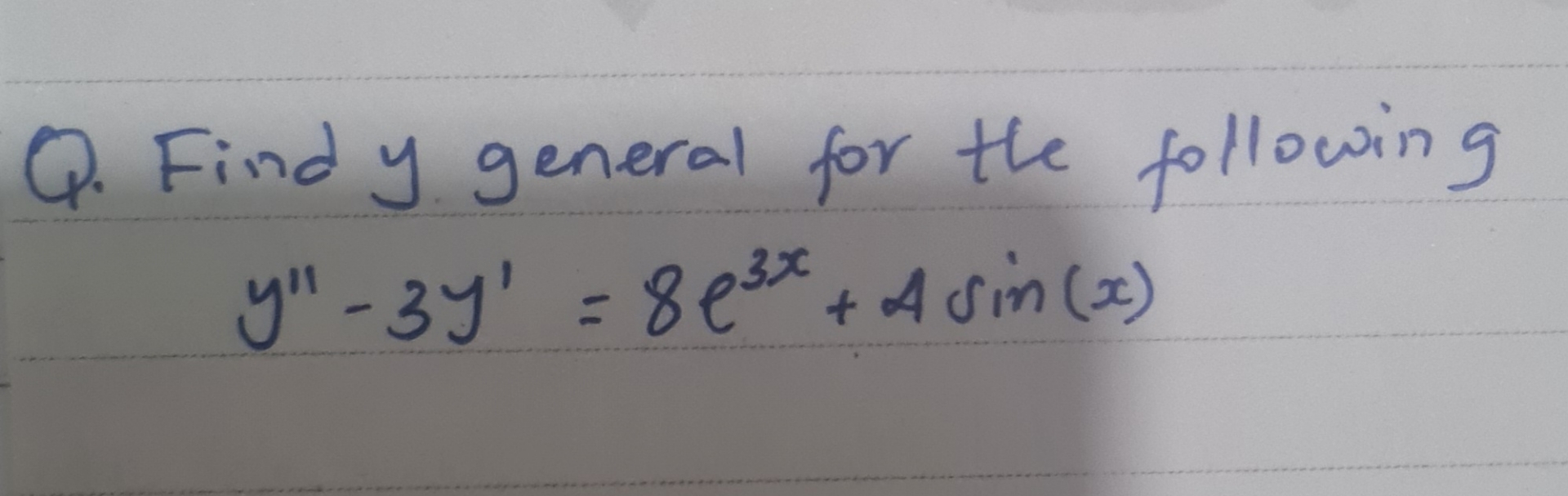 Solved Q. ﻿Find y ﻿general for the | Chegg.com