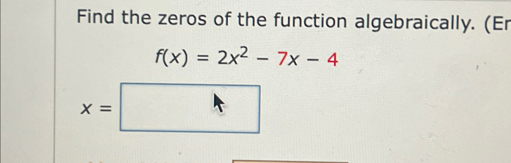 Solved Find the zeros of the function | Chegg.com