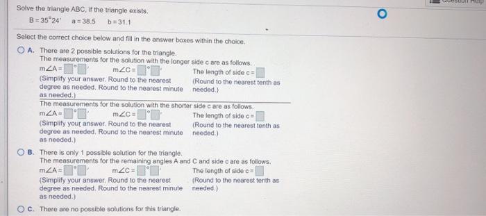 Solved Determine the number of triangles ABC possible with | Chegg.com