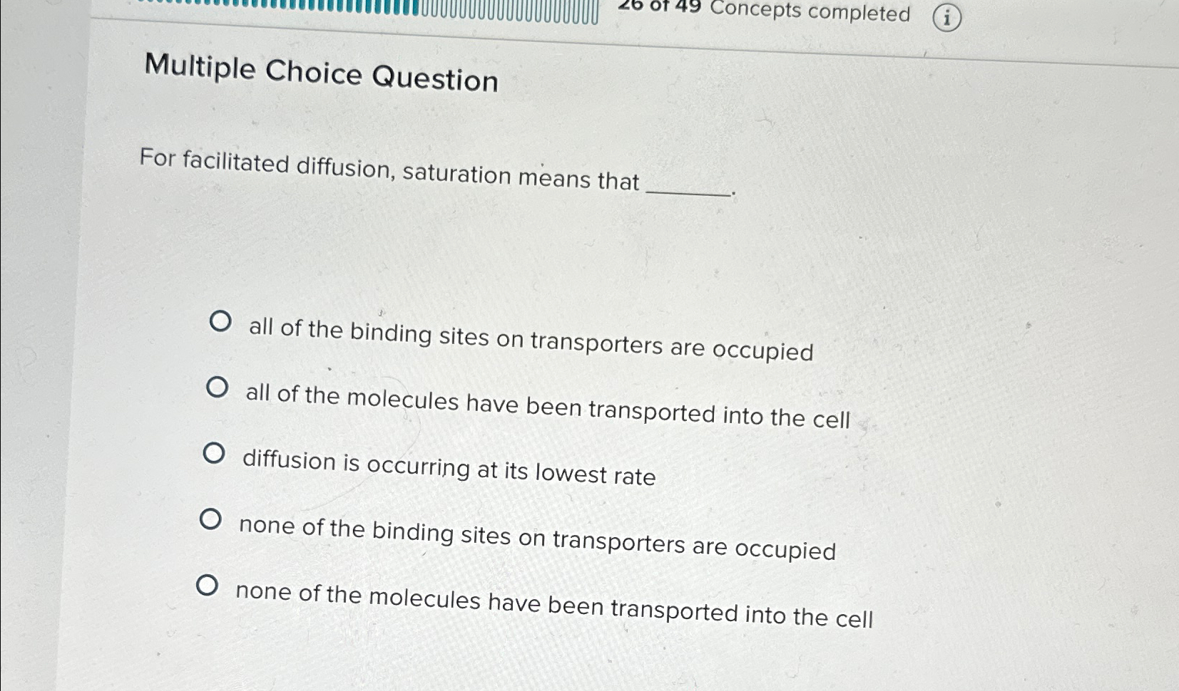 Solved Multiple Choice QuestionFor facilitated diffusion, | Chegg.com