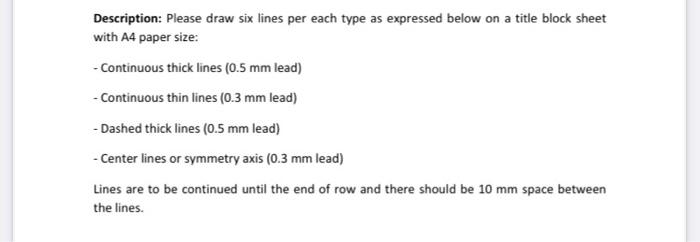 Solved Description: Please draw six lines per each type as | Chegg.com
