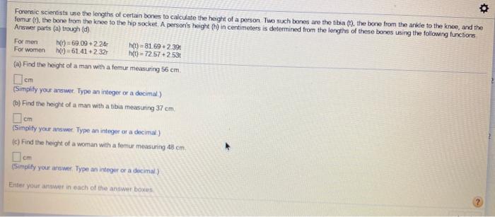 Solved 0 Forensic scientists use the lengths of certain | Chegg.com