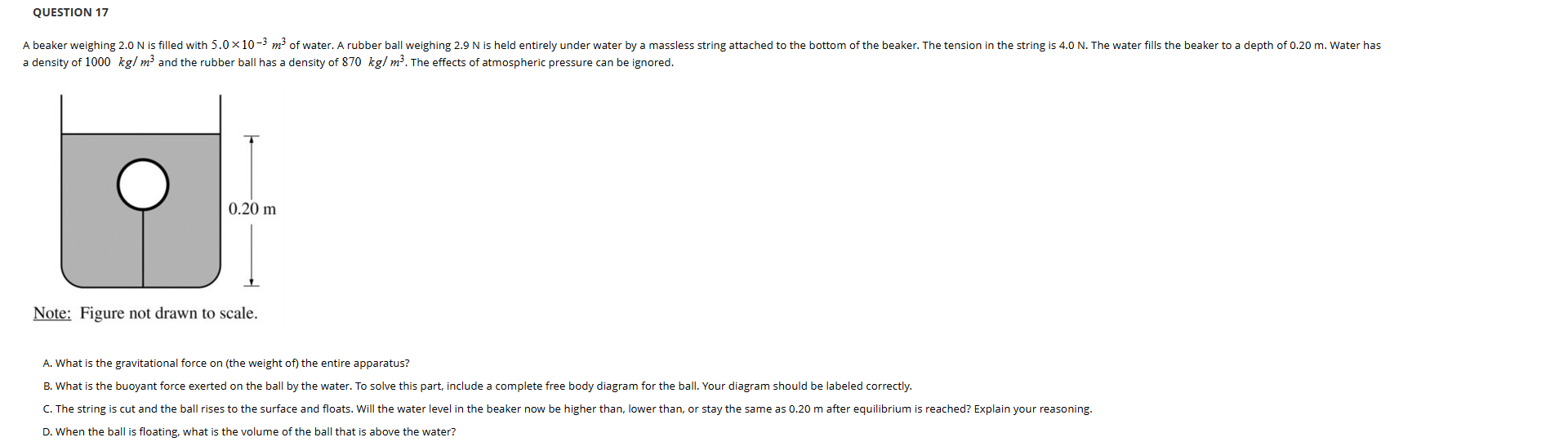 Solved QUESTION 17 ﻿a density of | Chegg.com