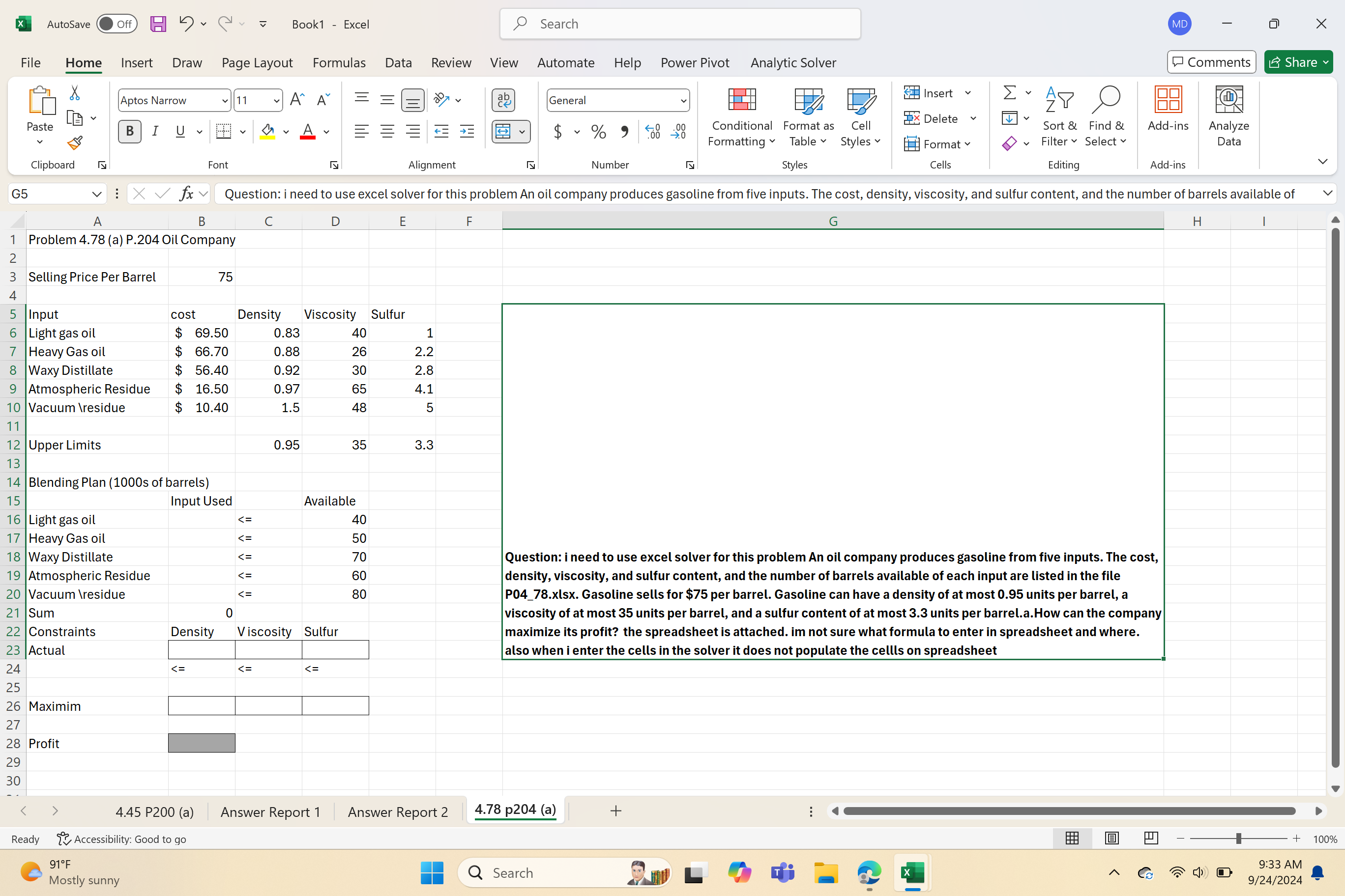 Solved i need to use excel solver for this problem An oil | Chegg.com