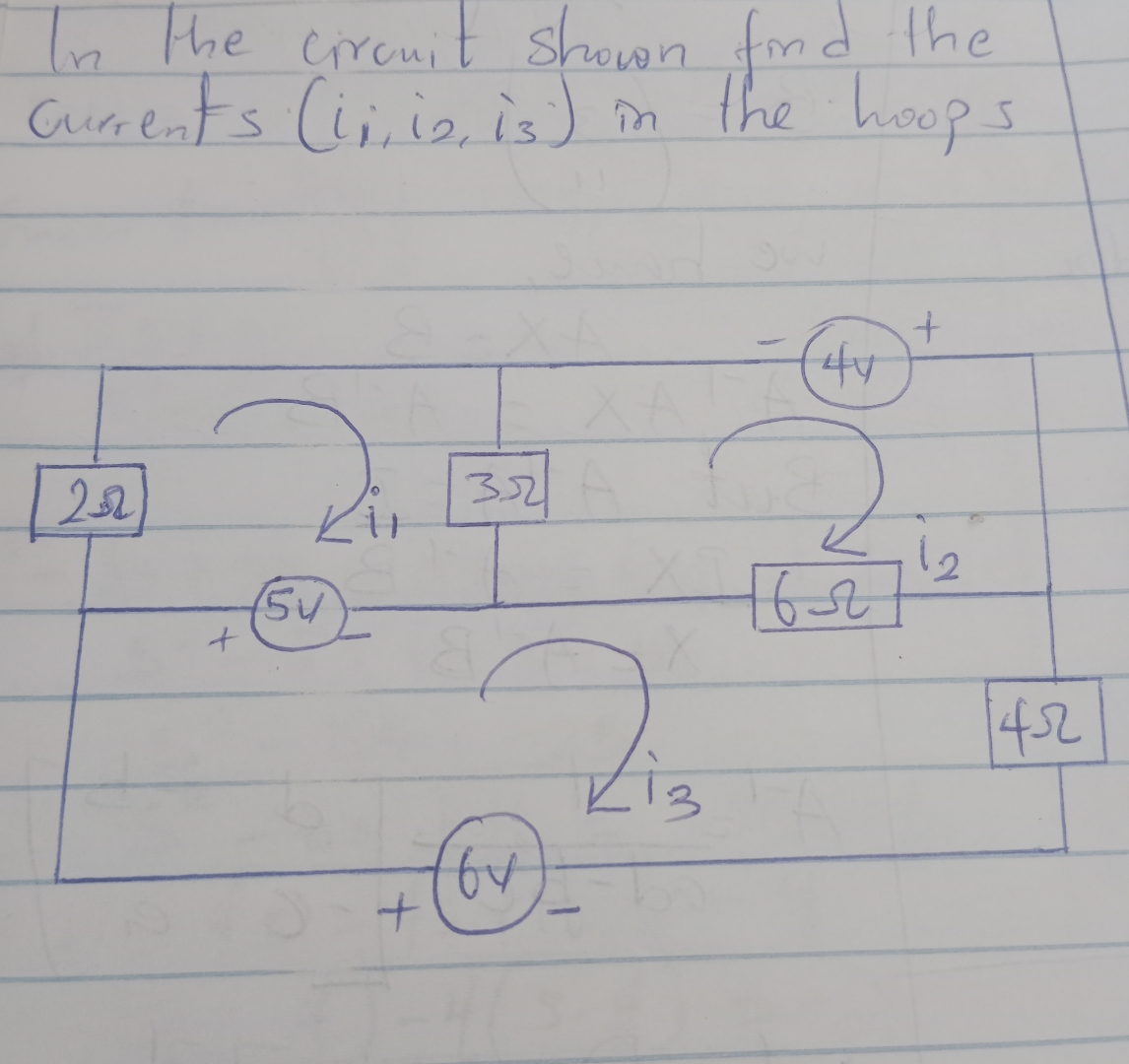Solved In the circuit shown find the currents (i1,i2,i3) ﻿in | Chegg.com