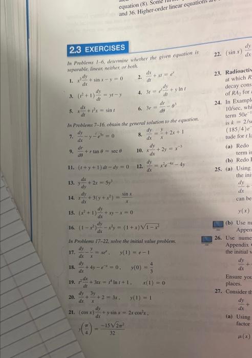 Solved In Problems 7-16, obtain the general solution to the | Chegg.com
