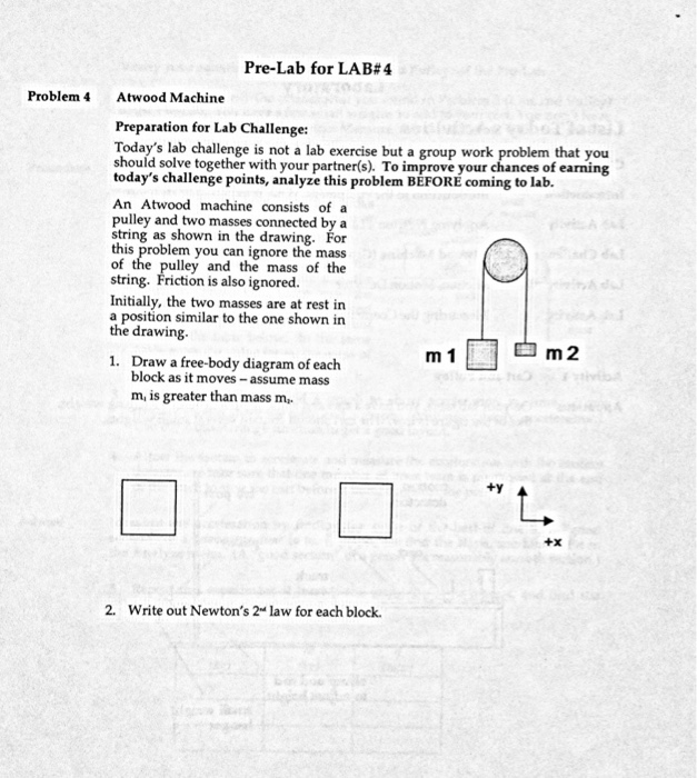 Solved Problem 4 Pre-Lab for LAB#4 Atwood Machine | Chegg.com