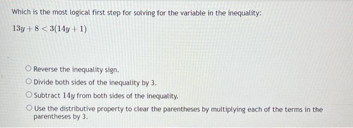 Solved Which is the most logical first step for solving for | Chegg.com