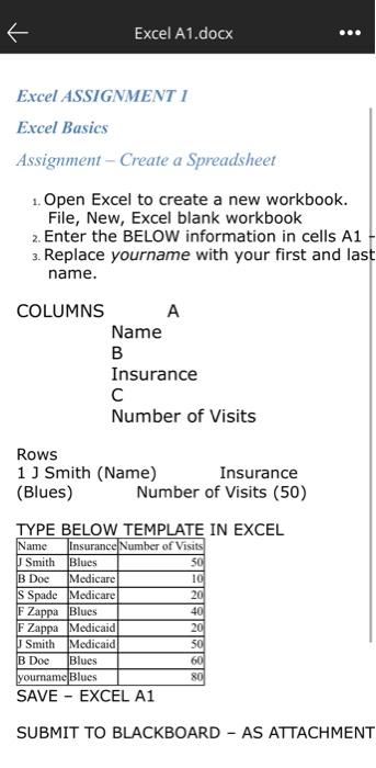 Solved K Excel A1.docx ... Excel ASSIGNMENT I Excel Basics | Chegg.com