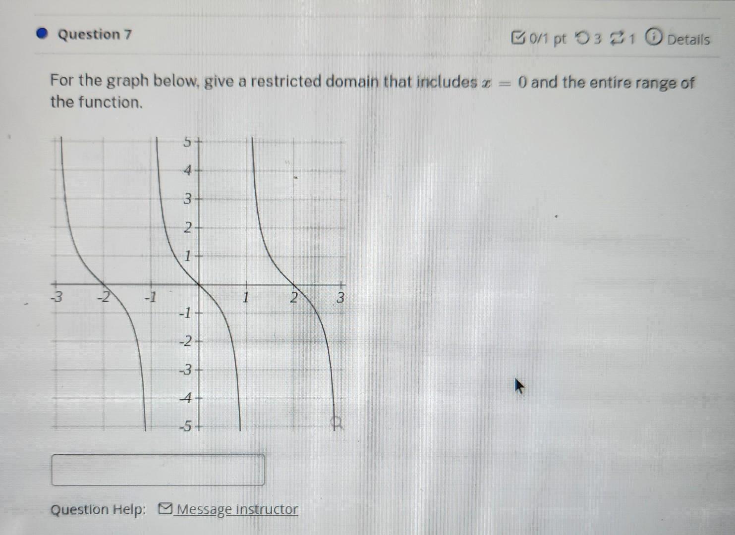 Solved For the graph below, give a restricted domain that | Chegg.com