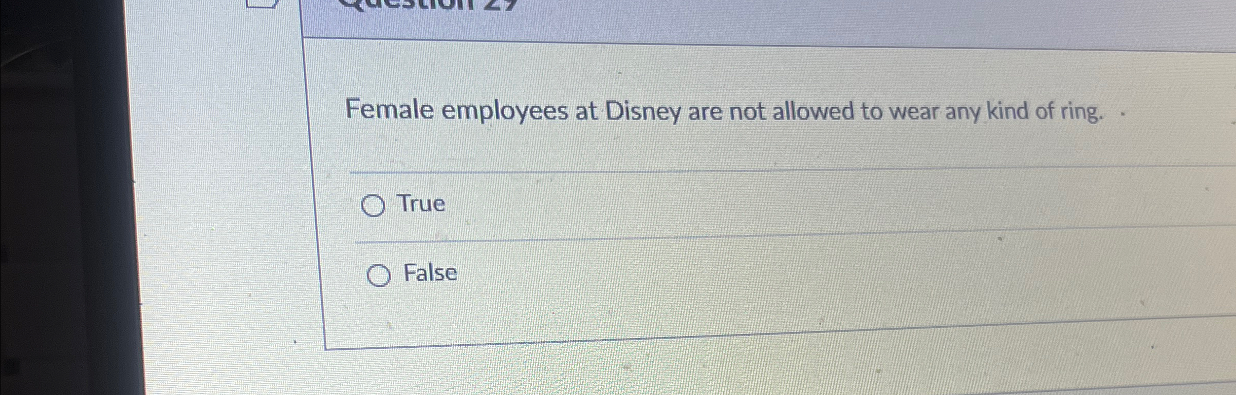 Solved Female employees at Disney are not allowed to wear | Chegg.com
