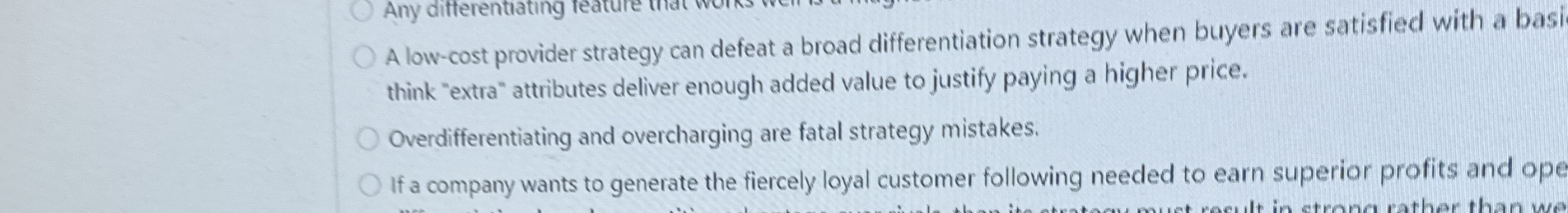 Solved A low-cost provider strategy can defeat a broad | Chegg.com